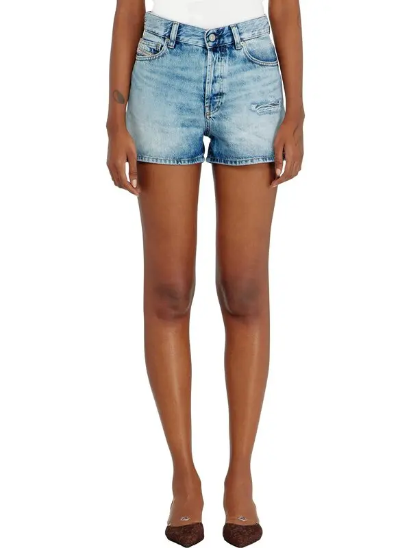 DIESEL® Fluid Denim Shorts With Distressed Details - Blue