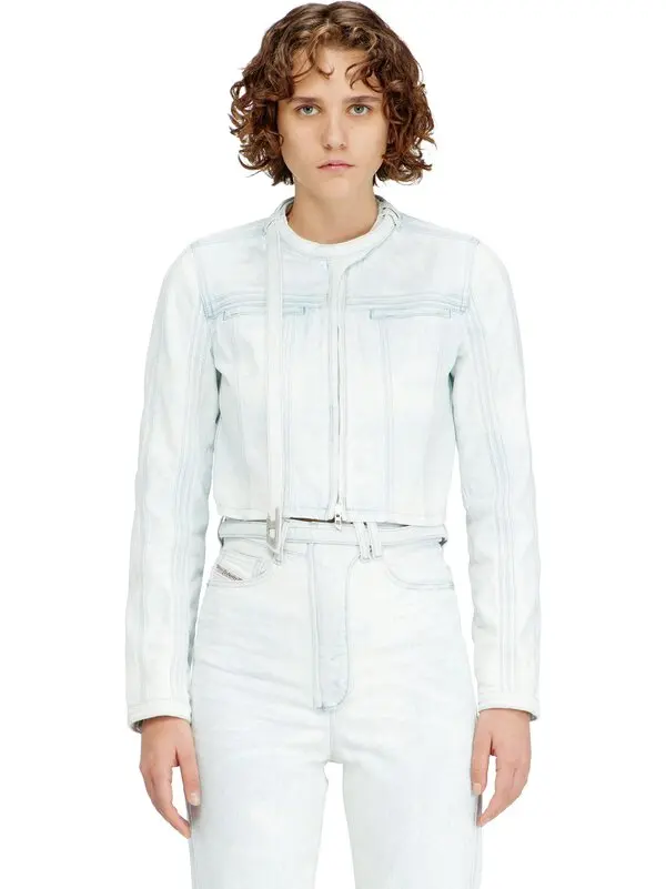 DIESEL® Satin Denim Cropped Racer Jacket - Blue