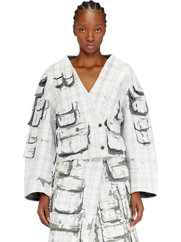 DIESEL® Denim Cardigan Jacket With Peel-off Effect - Grey