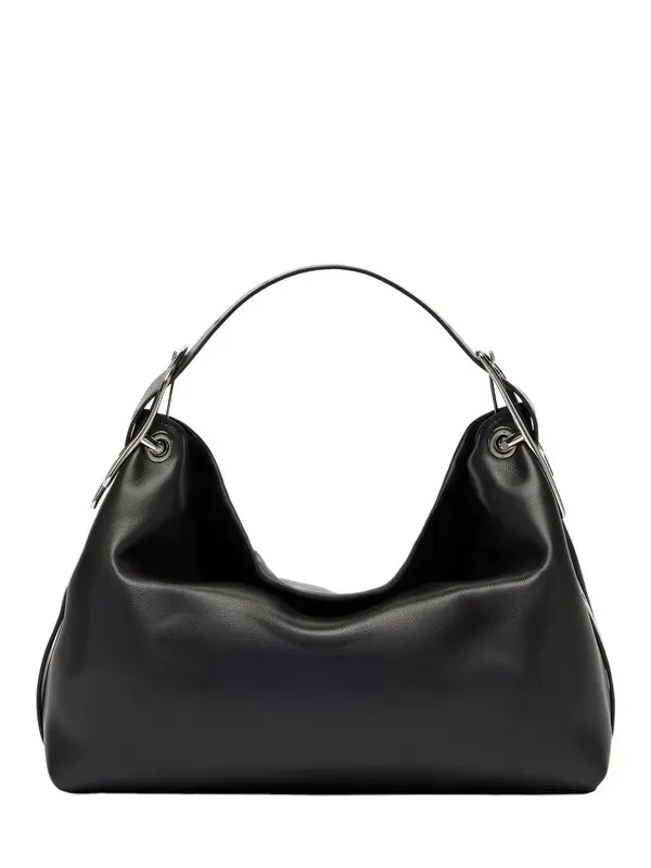 DIESEL® D-line Leather Shoulder Bag - Black