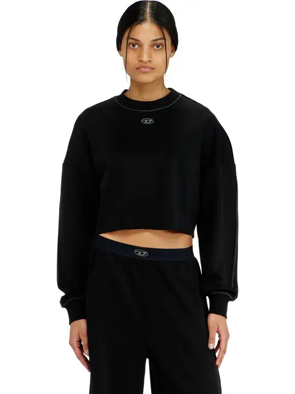 DIESEL® Cropped Top In Light Stretch Scuba - Black