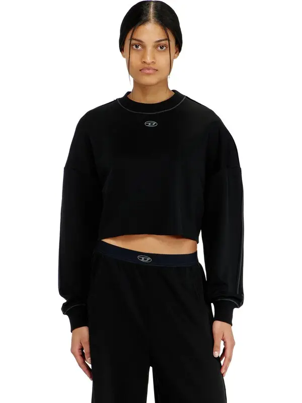 DIESEL® Cropped Top In Light Stretch Scuba - Black