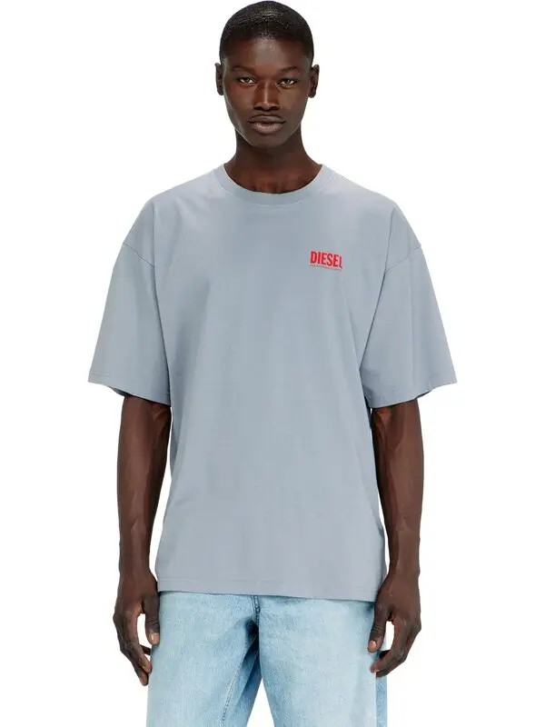 DIESEL® Cotton T-shirt With Biscotto Print - Grey