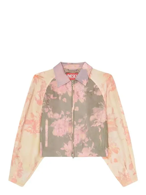 DIESEL® Floral Crinkled Acetate Bomber Jacket - Multicolor