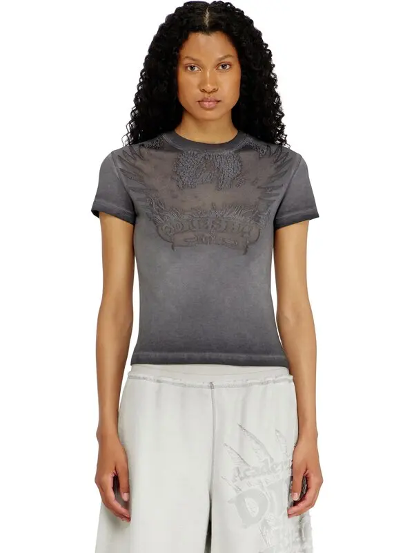 DIESEL® Slim Fit Dèvoré Phoenix T-shirt - Grey