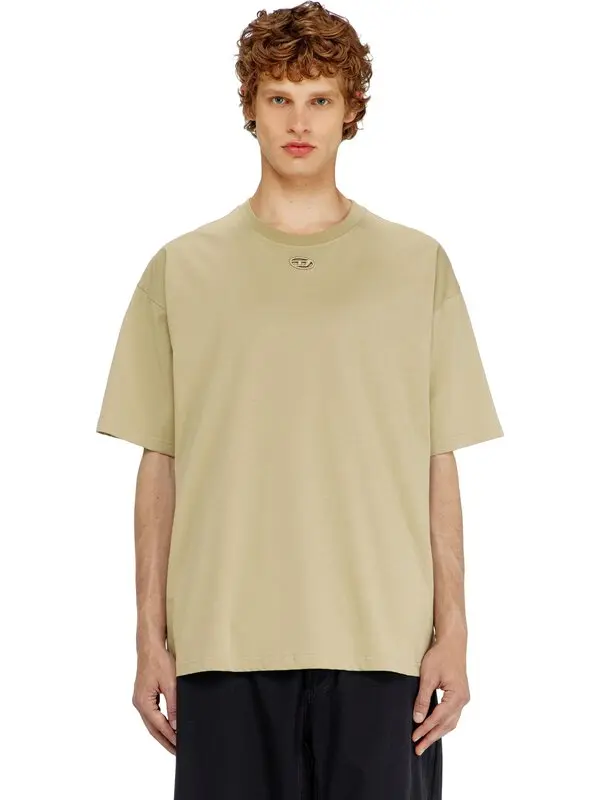 DIESEL® Relaxed Cotton T-shirt With Oval D Embroidery - Beige