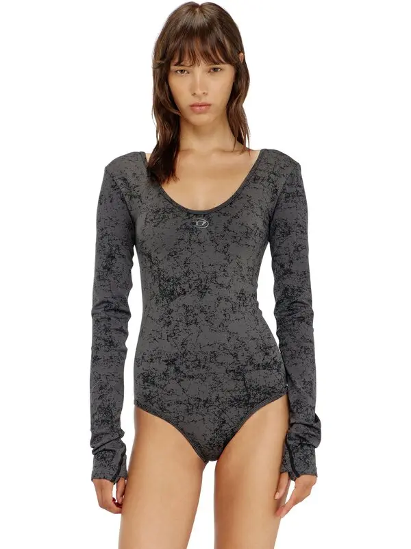 DIESEL® Open-back Bodysuit With Utilitarian Print - Black