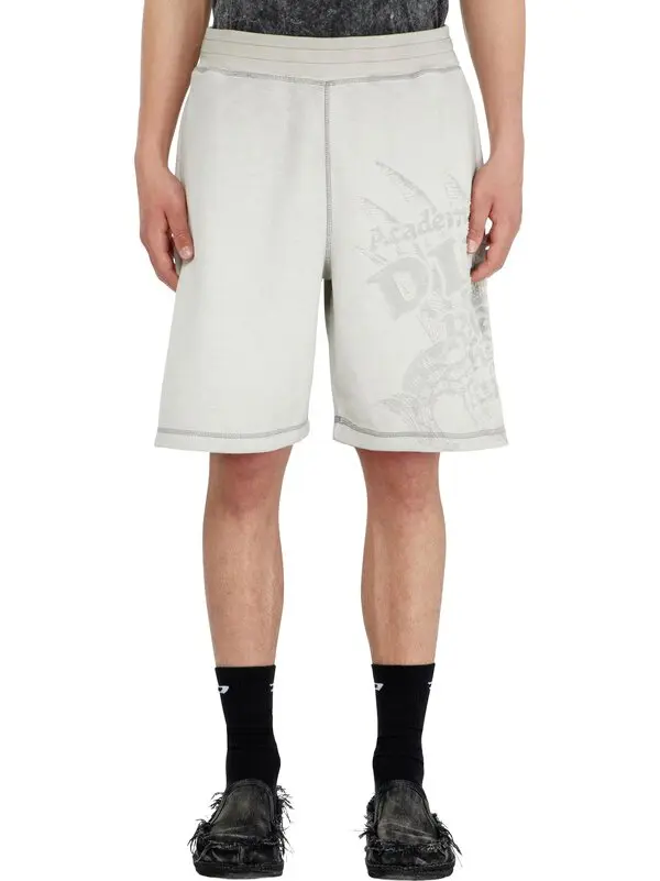 DIESEL® Sweatshorts With Dévoré Motifs And Drawstring Waist - Grey