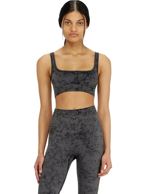 DIESEL® Sports Bra With Utilitarian Print - Grey