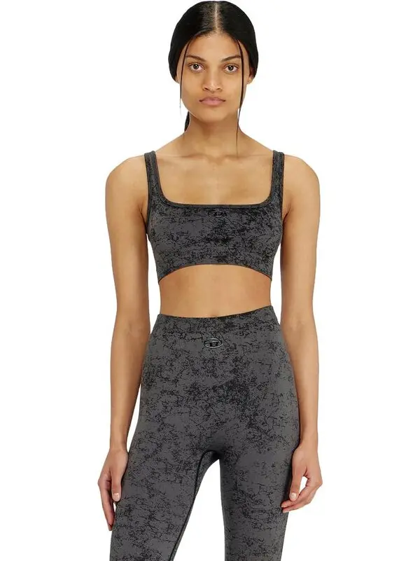 DIESEL® Sports Bra With Utilitarian Print - Grey