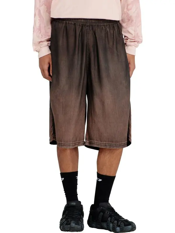 DIESEL® Relaxed Bermuda Shorts In Fluid Coated Denim - Brown