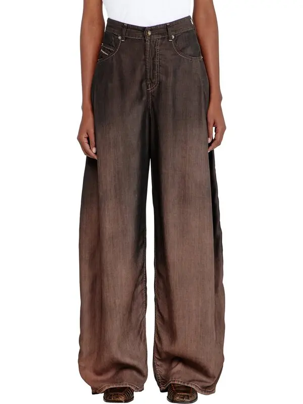 DIESEL® D-khelz Relaxed High-waist Wide-leg Jeans - Brown
