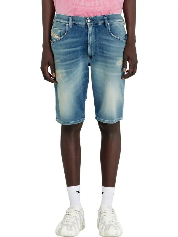 DIESEL® Chino Shorts In Jogg Jeans With Worn Finish - Blue
