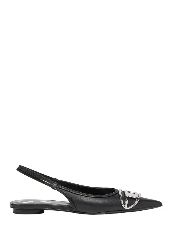 DIESEL® D-venus Slingback Flats In Nappa Leather - Black
