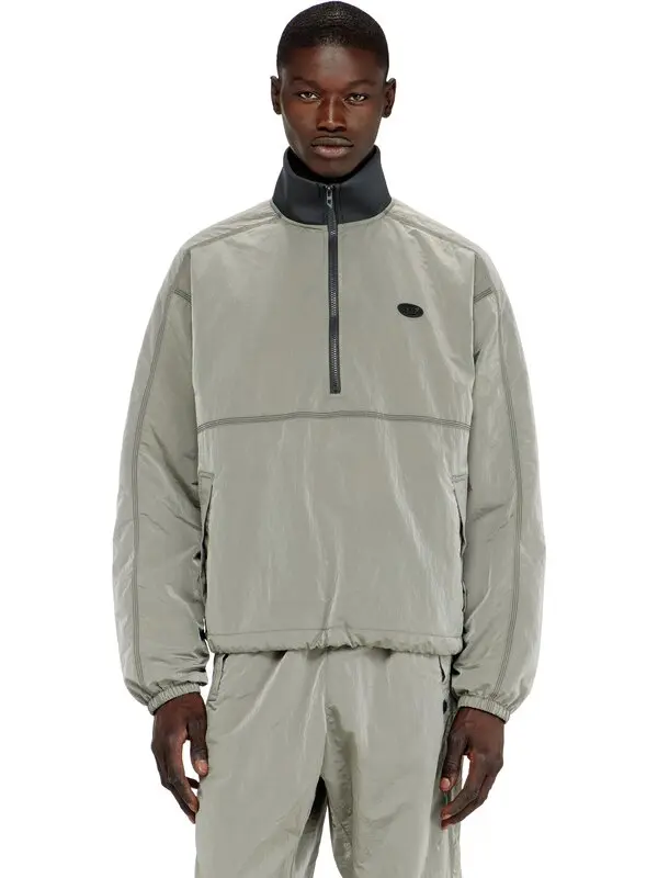 DIESEL® Nylon Crinkle Effect Zip Jacket - Grey