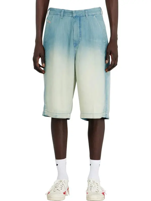 DIESEL® Fluid Overdyed Denim Bermuda Shorts - Blue