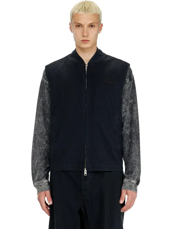 DIESEL® Cotton Ripstop Vest With Oval D Patch - Black