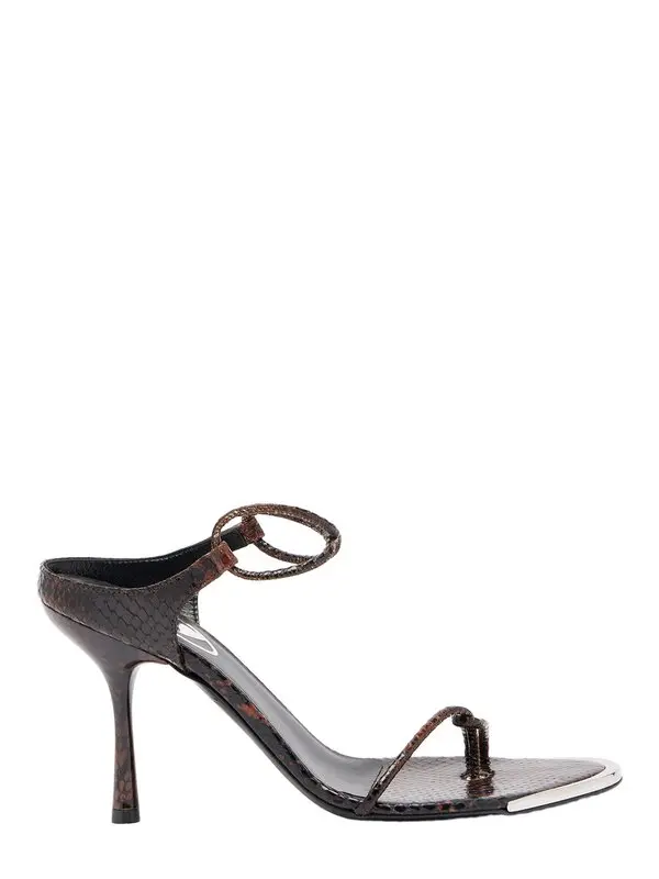 DIESEL® D-diam Thin Cord Sandals In Croc-effect Leather - Brown