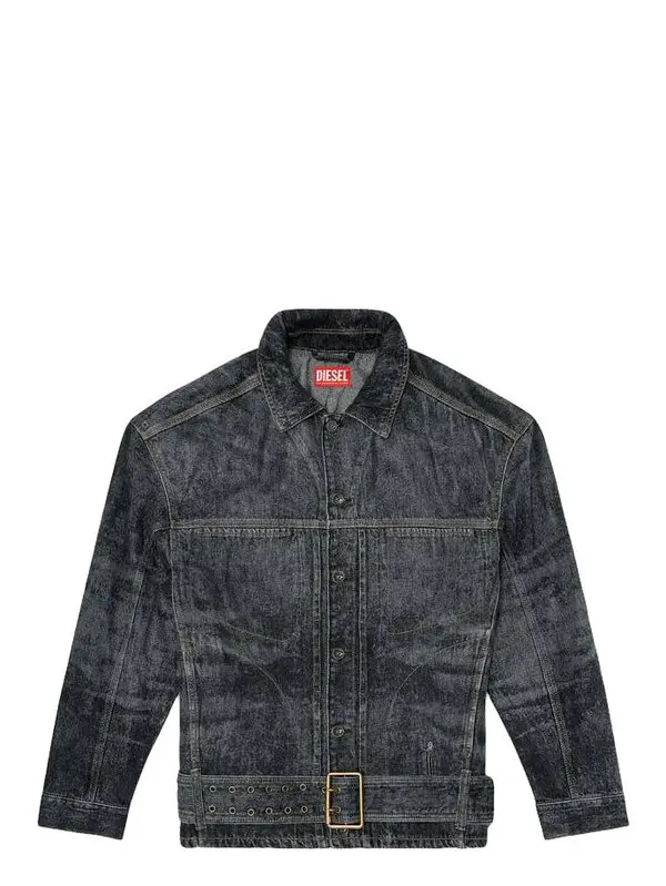 DIESEL® Biker-inspired Denim Jacket With Gold-tone Hardware - Grey