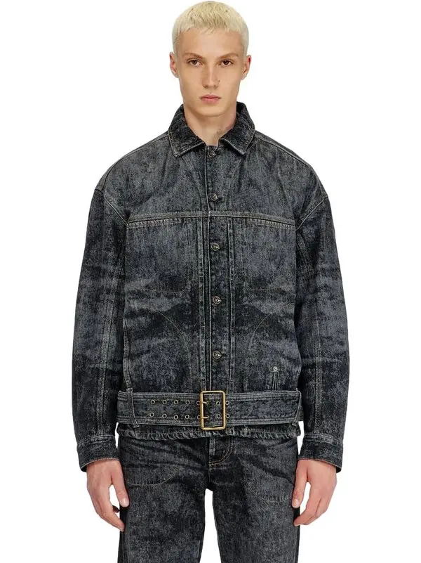 DIESEL® Biker-inspired Denim Jacket With Gold-tone Hardware - Black