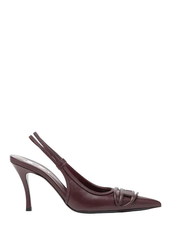 DIESEL® Burgundy Nappa Leather Slingback Pumps - Red