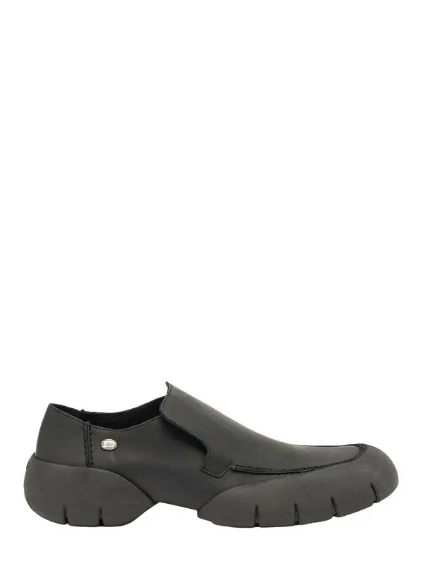 DIESEL® D-mathieu Brushed Leather Loafers With Rubber Sole - Black