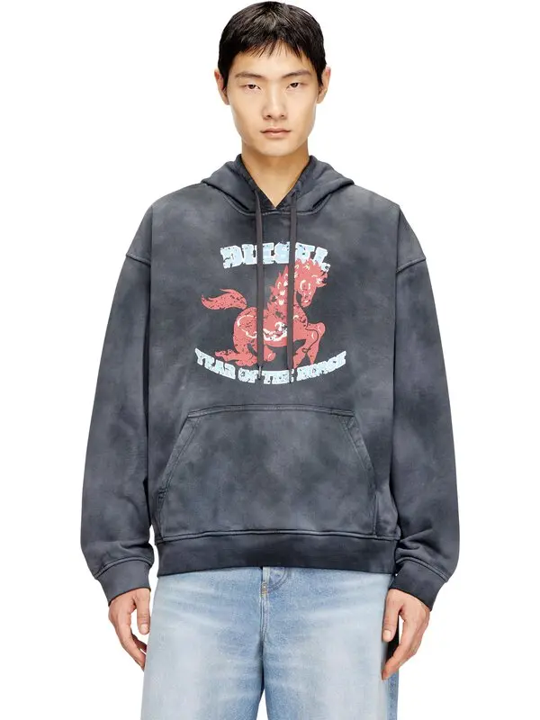 DIESEL® Year Of The Horse Graphic Hoodie - Grey