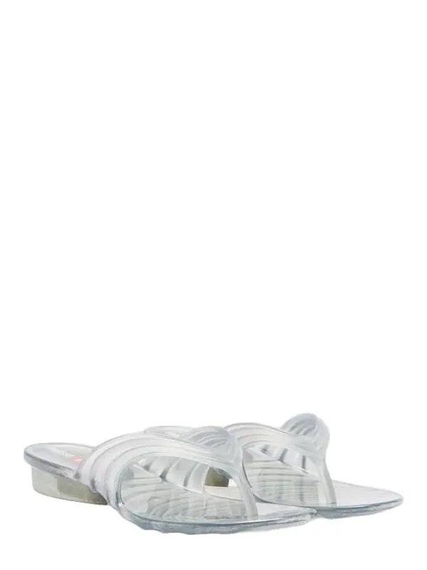 DIESEL® Sculptural Flip-flops With Block Heel And Monogram Detail - Silver