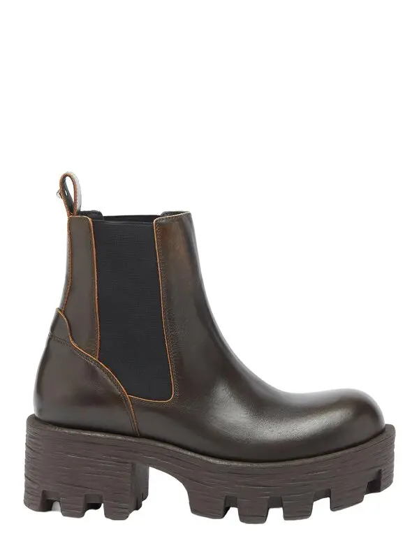 DIESEL® D-hammer Polished Leather Chelsea Boots With Chunky Lug Sole - Brown