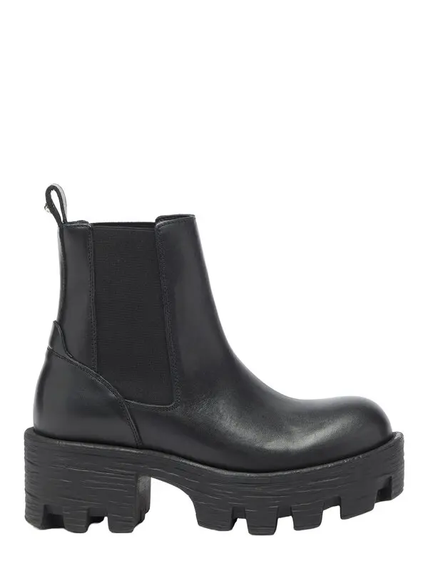 DIESEL® D-hammer Leather Ankle Boots With Chunky Lug Sole - Black
