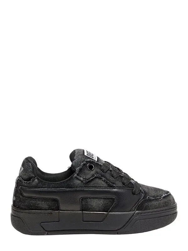 DIESEL® S-ollie Washed Denim And Leather Sneakers - Black