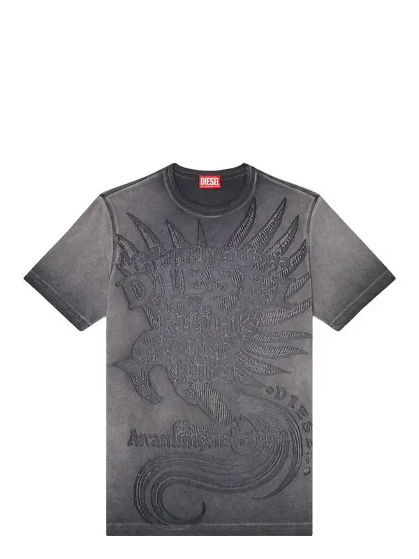 DIESEL® Jersey T-shirt With Embossed Graphic - Grey