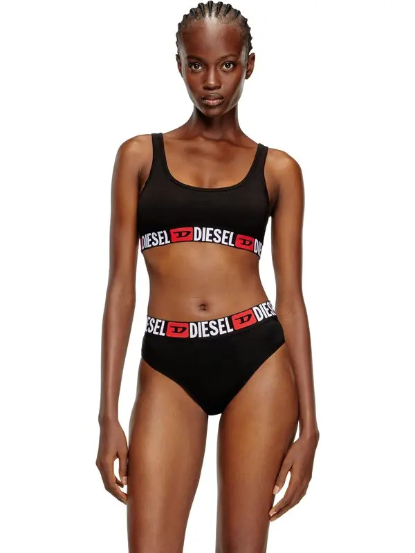 DIESEL® Cotton Bralette With Logo - Black