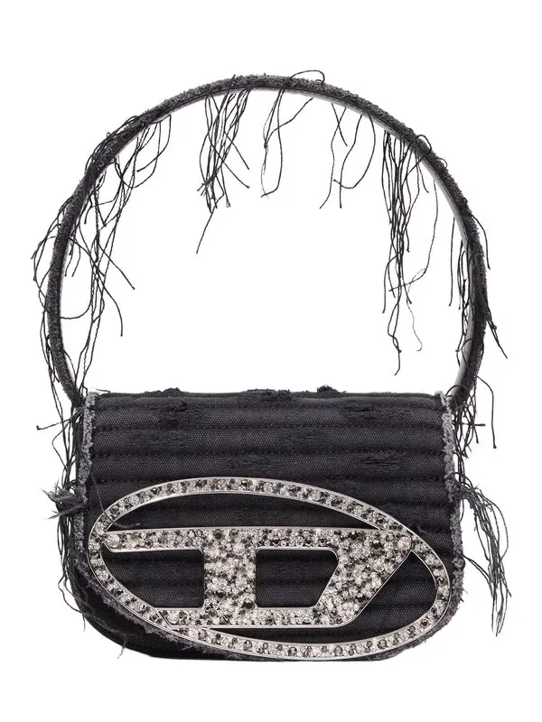 DIESEL® 1dr-iconic Shoulder Bag In Canvas And Leather - Black