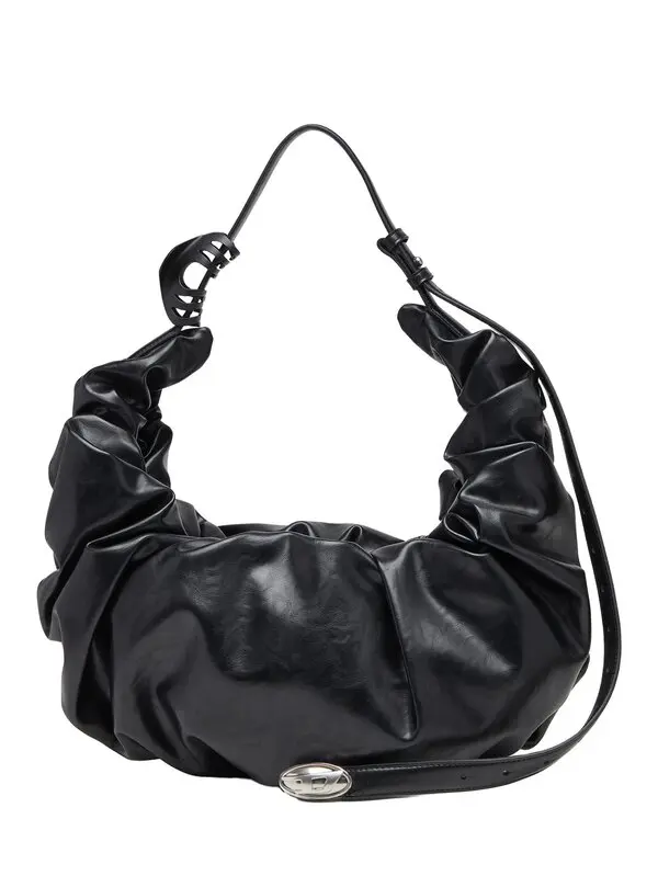 DIESEL® Grab D Large Scrunched Hobo Bag - Black