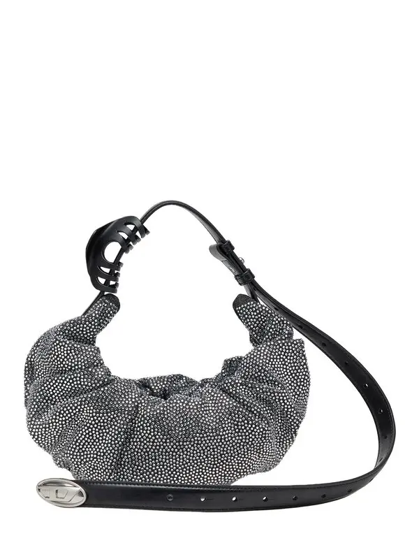 DIESEL® Scrunched Crystal Denim Hobo Bag - Black