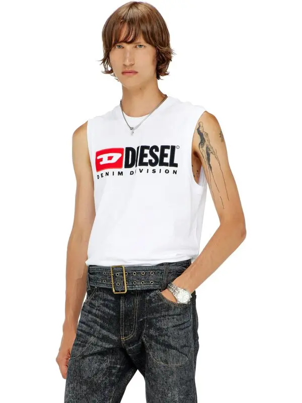 DIESEL® Tank Top With Chest Logo Print - White