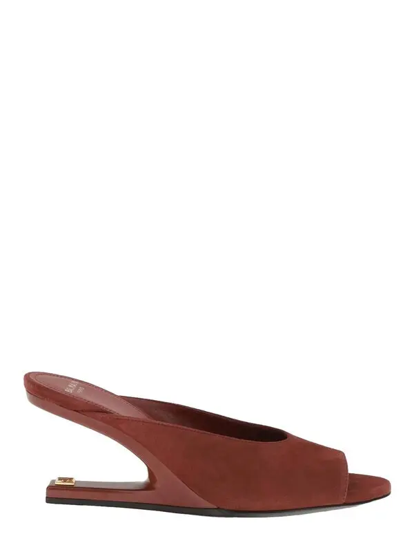 Balmain Suede Wedge Mules - Red