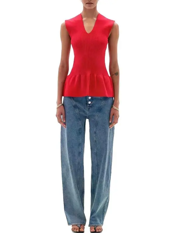 Yuzefi Peplum Top - Red