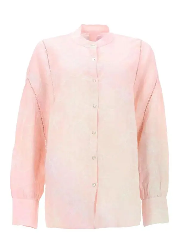 120% Lino Embroidered Shirt - Pink