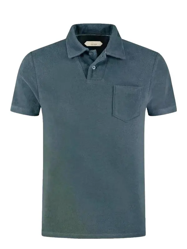 AURELIEN Short-sleeve Chest-pocket Polo Shirt - Blue
