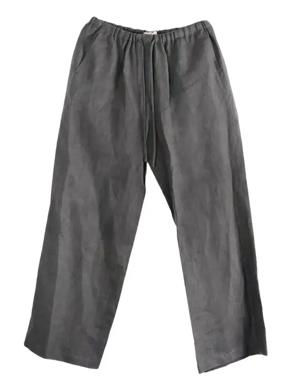 AMOMENTO Drawstring Waist Wide-leg Trousers - Grey
