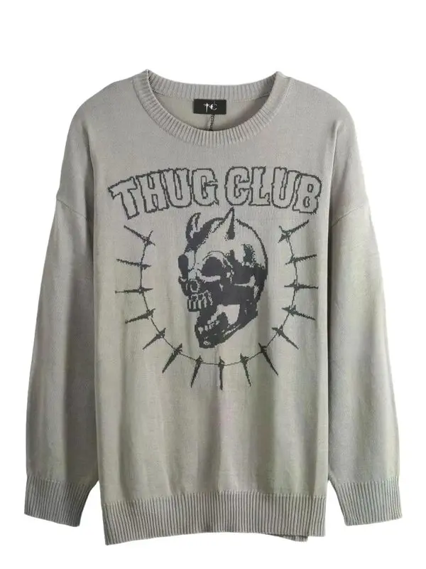 THUG CLUB Logo Lettering Sweater - Neutrals