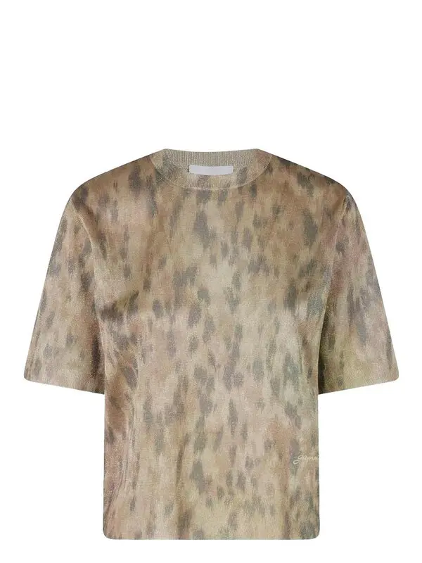 GANNI Leopard-print T-shirt - Brown