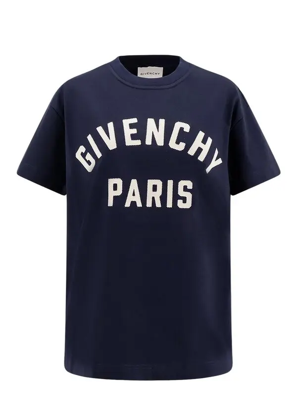 Givenchy Ribbed Crewneck Short Sleeve Cotton T-shirt - Multicolor