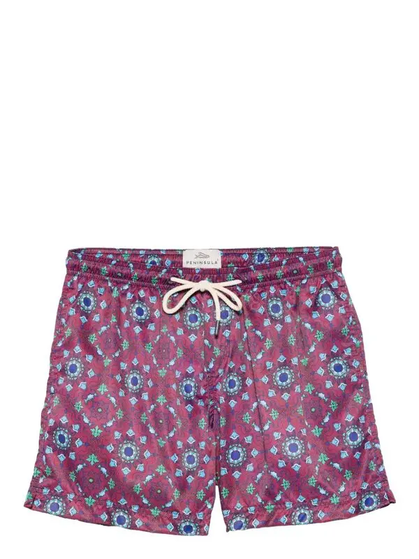 PENINSULA SWIMWEAR Rapallo Graphic Pattern Drawstring Swim Shorts - Purple
