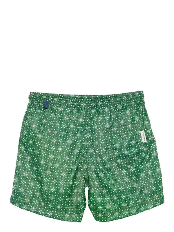 PENINSULA SWIMWEAR Caprera Geometric-print Drawstring Swim Shorts - Green