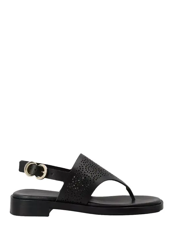 FRAU Perforated Leather Sandals - Black
