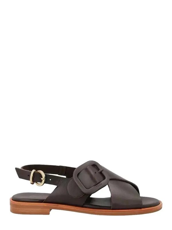 FRAU Crossover Strap Buckled Sandals - Brown