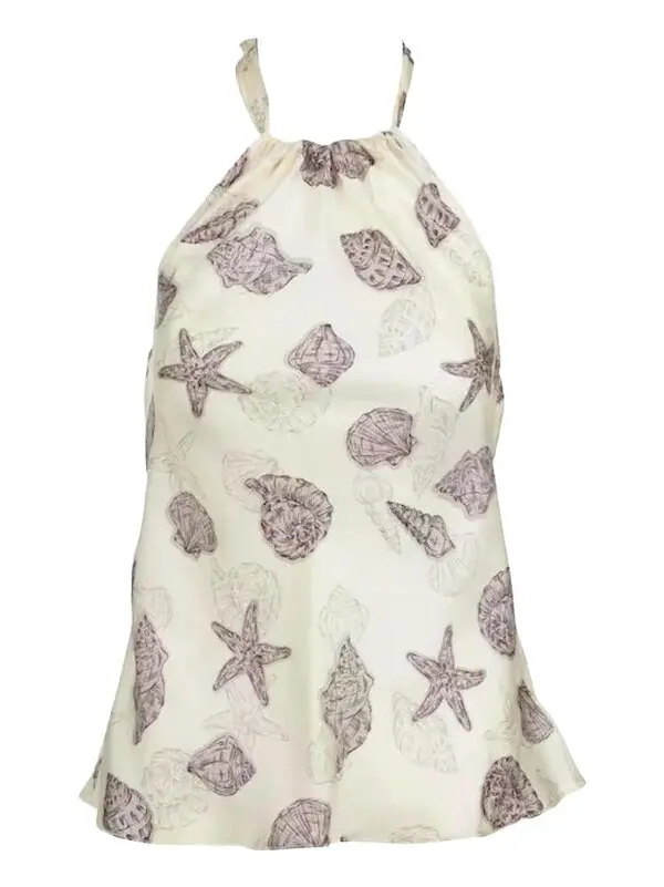 Marella Shell Print Halterneck Top - Neutrals